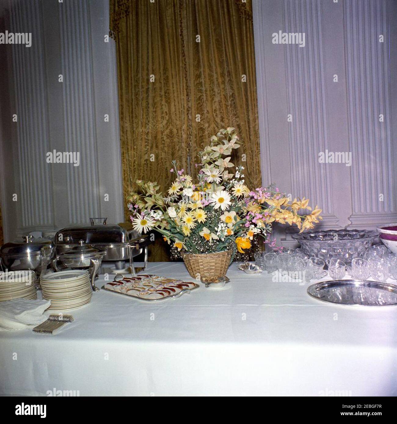 Congressional Reception at the White House, 9:30PM. Table with chafing ...