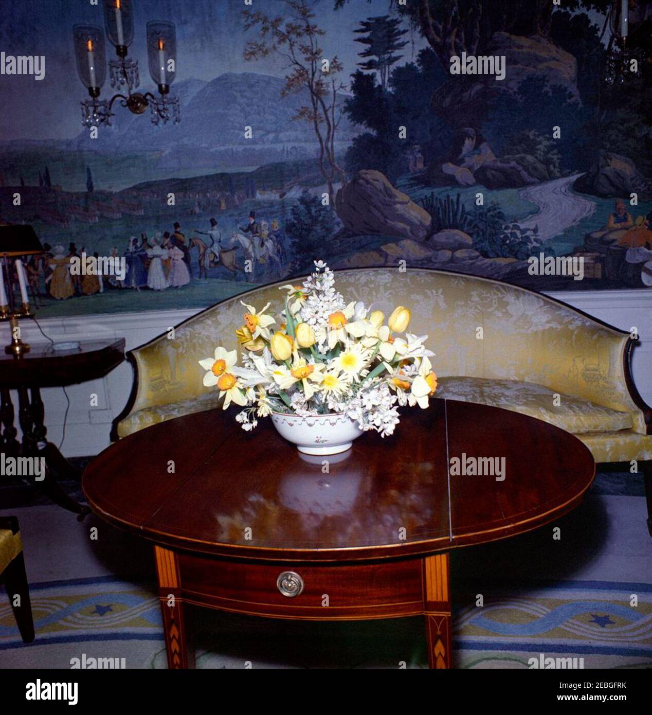 Congressional Reception at the White House, 9:30PM. Table with floral ...