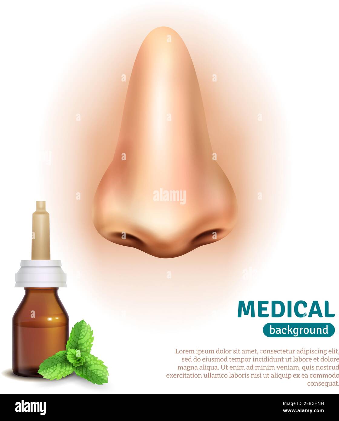 Medical advertisement poster with mint nasal spray for cold relief and ...
