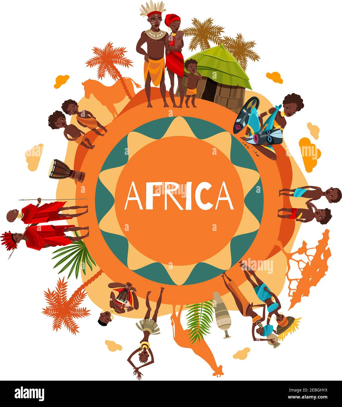 African ethnic tribal culture nature people and traditions ornamental ...