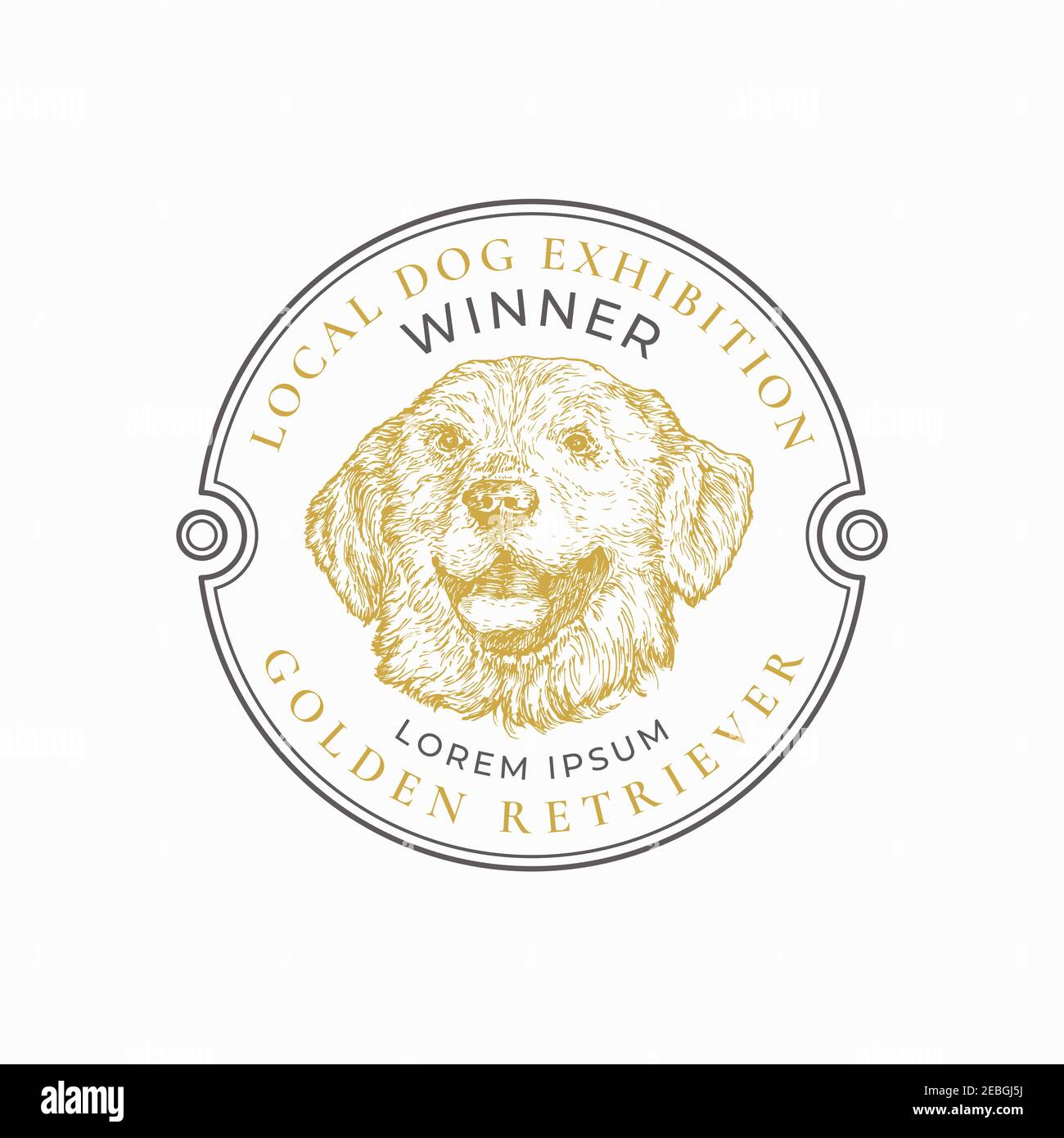 Local Dog Exhibition Frame Badge or Logo Template. Hand Drawn Golden ...