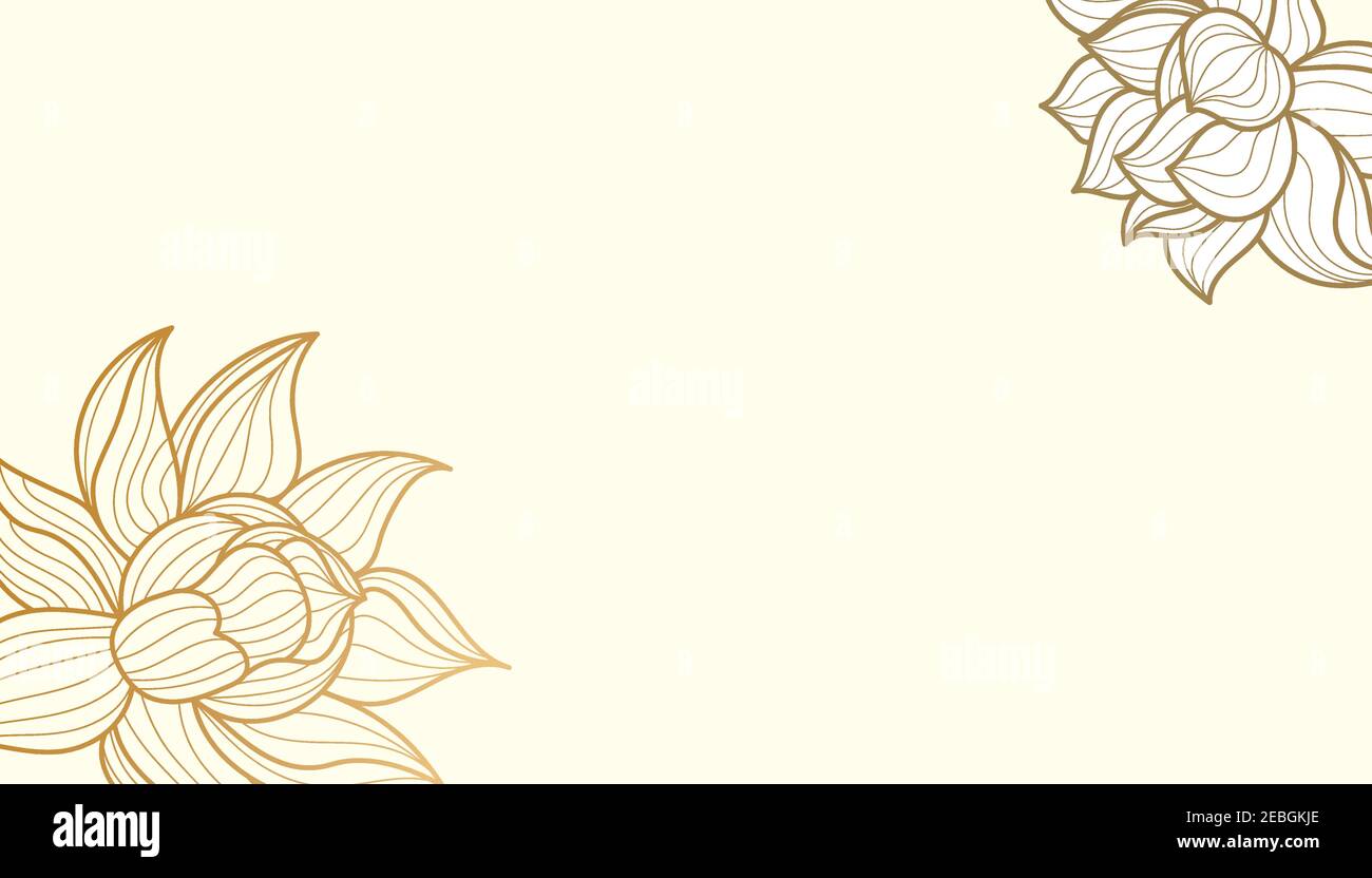Golden lotus, line art background on white background. Design for ...