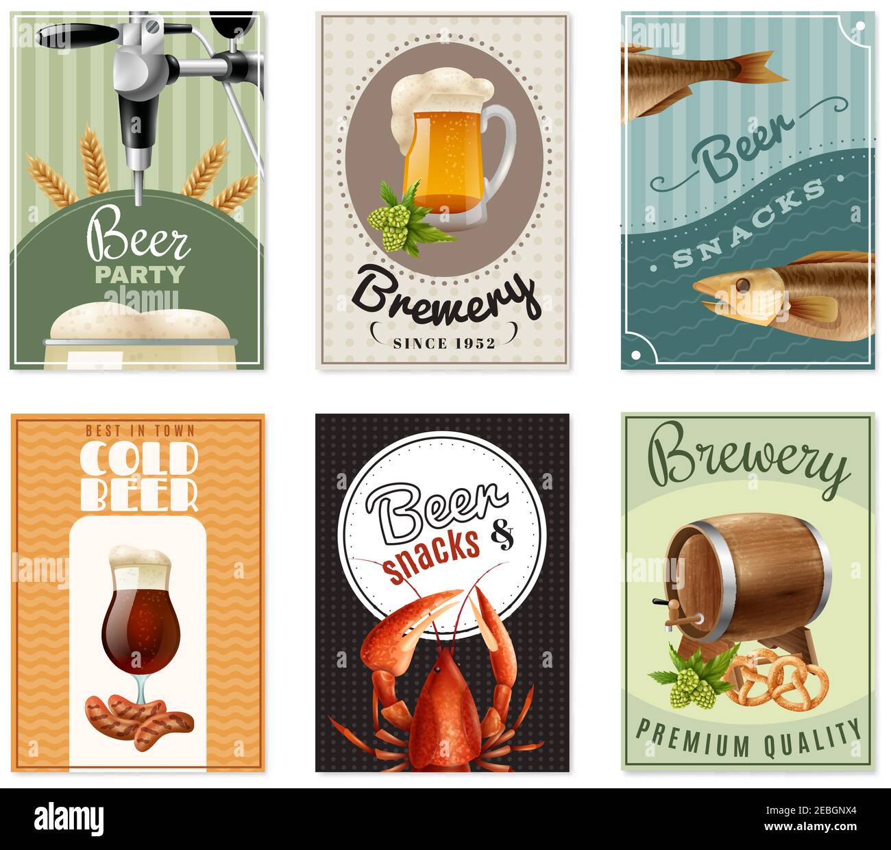 Beer vertical banners set with wheat filled mug fish glass potato ...