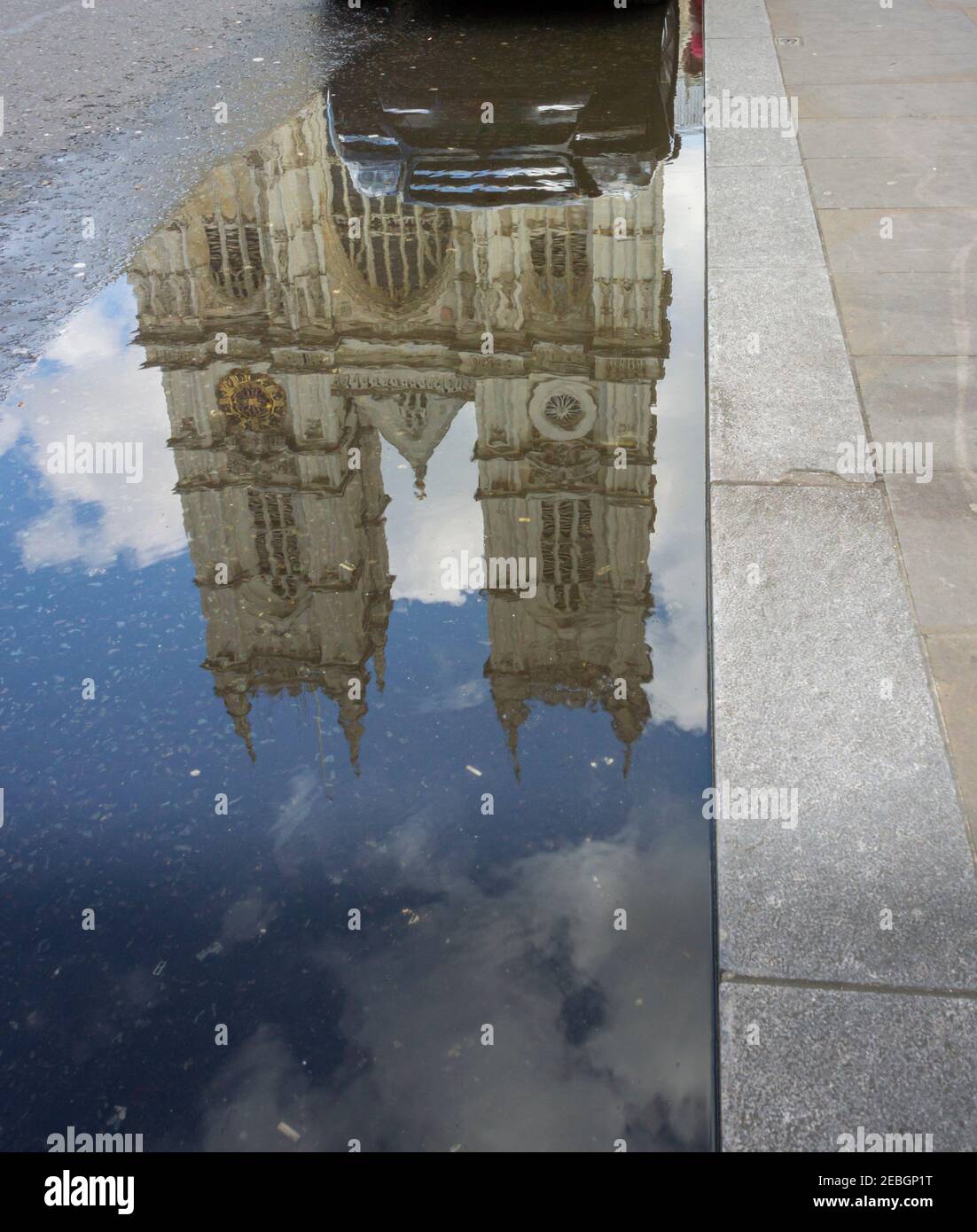 Westminster abbey reflection in a puddle, London, UK Stock Photo - Alamy