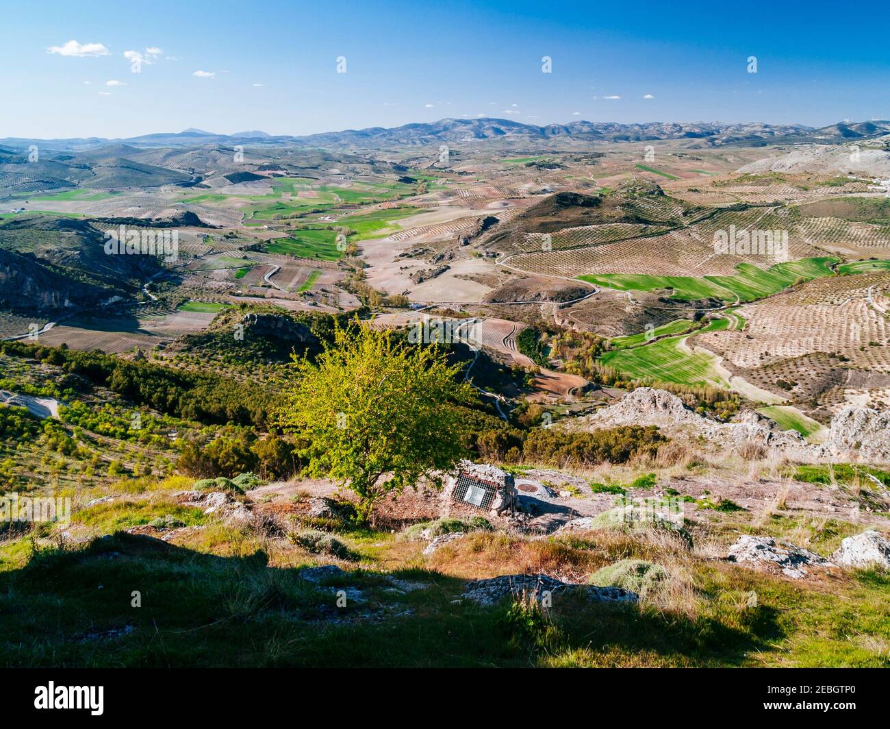 Cultivated fields in the surroundings of Moclín seen from the castle ...