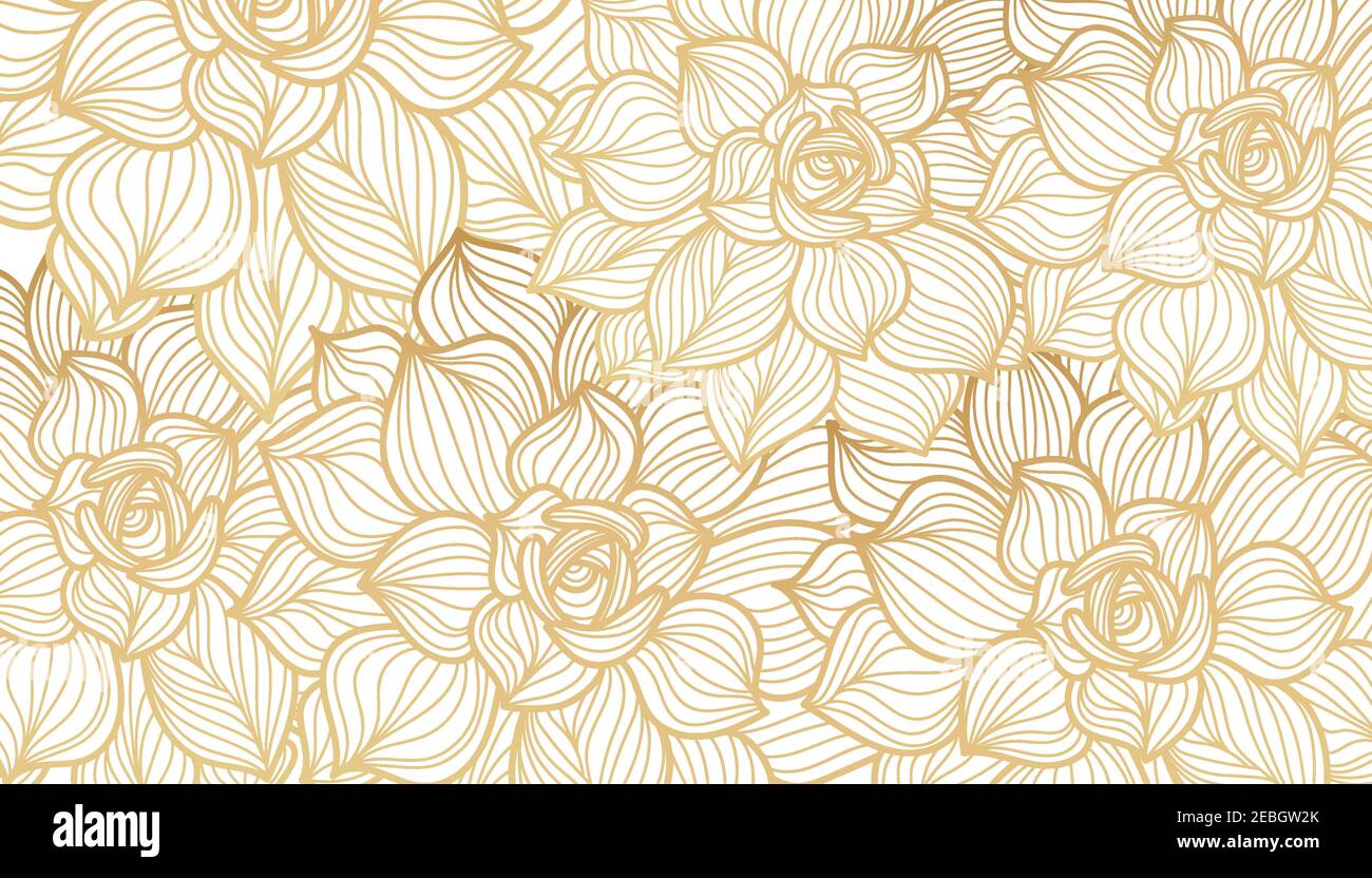 Golden lotus, line art background on white background. Design for ...