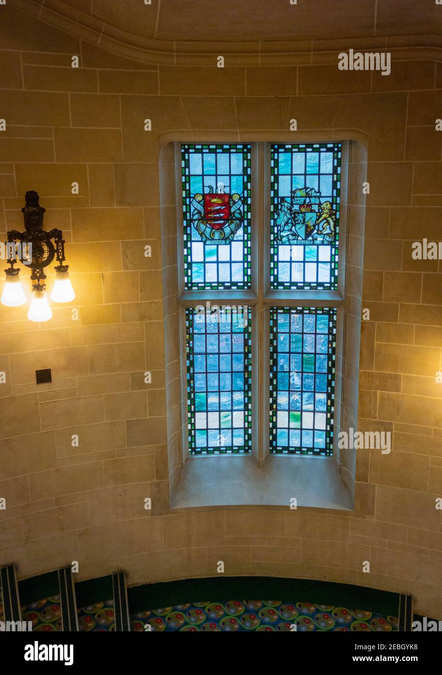 Stained glass window inside The Supreme Court, Parliament Square ...