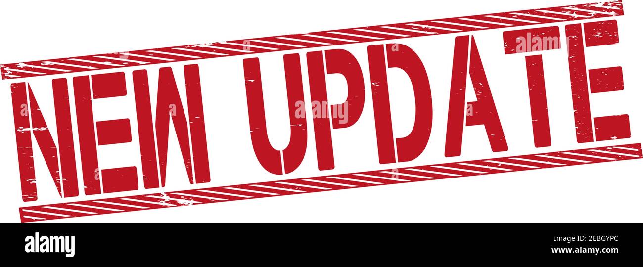 Word of new Update in red grunge stamp on white background. Vector ...