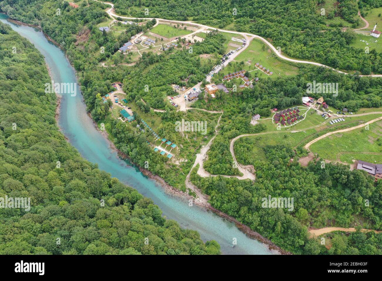 River Tara flowing through a village in Bosnia and Herzegovina Stock ...