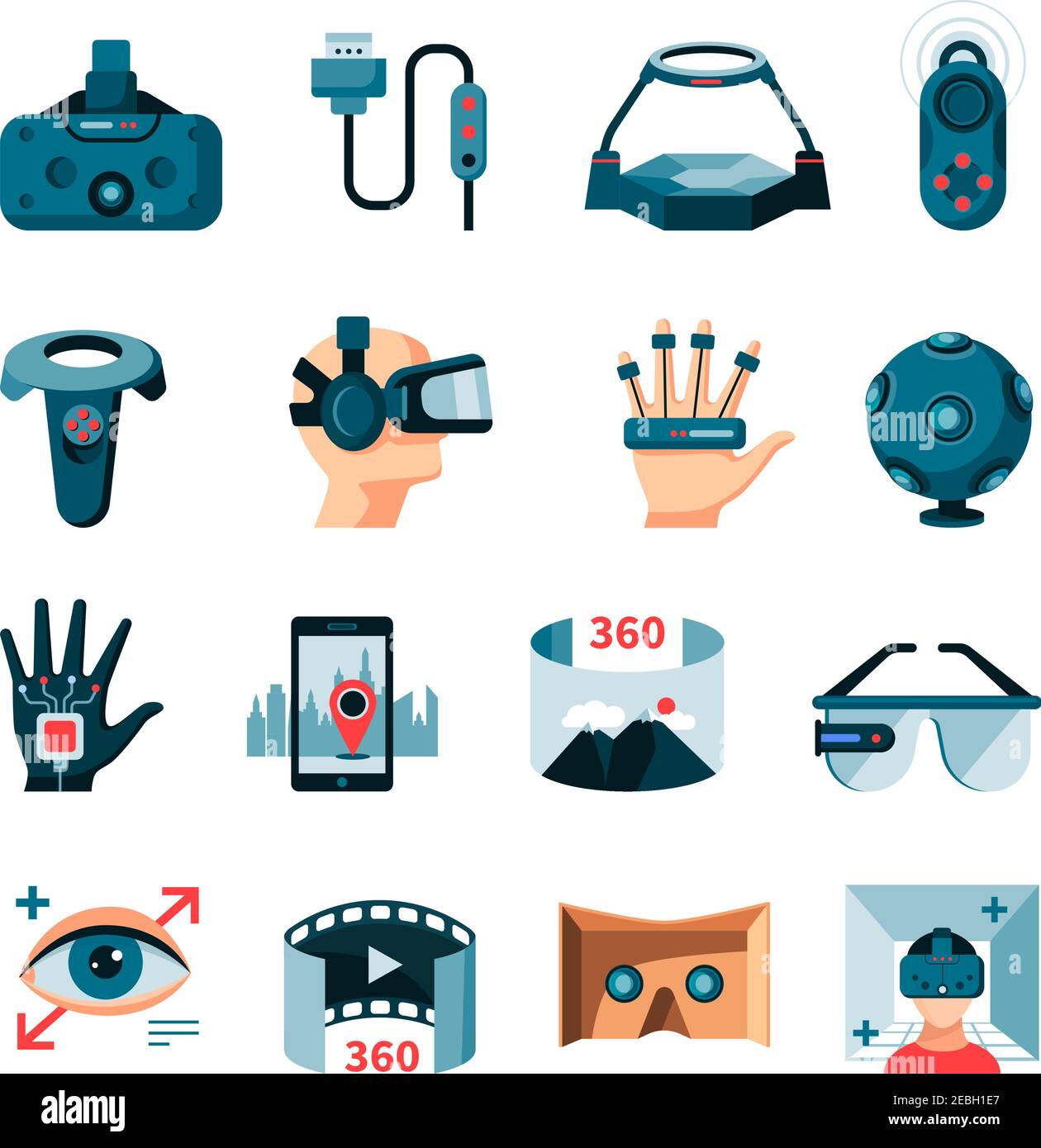 Virtual 360 degree augmented reality symbols gadgets and accessories ...