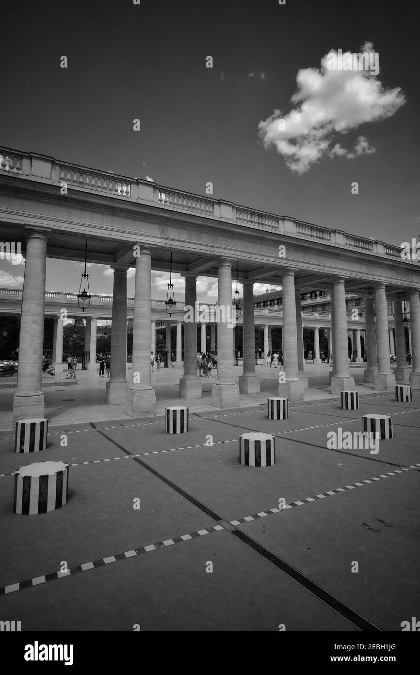 Paris, France - July 11, 2020 : The beautiful columns of Buren in the ...