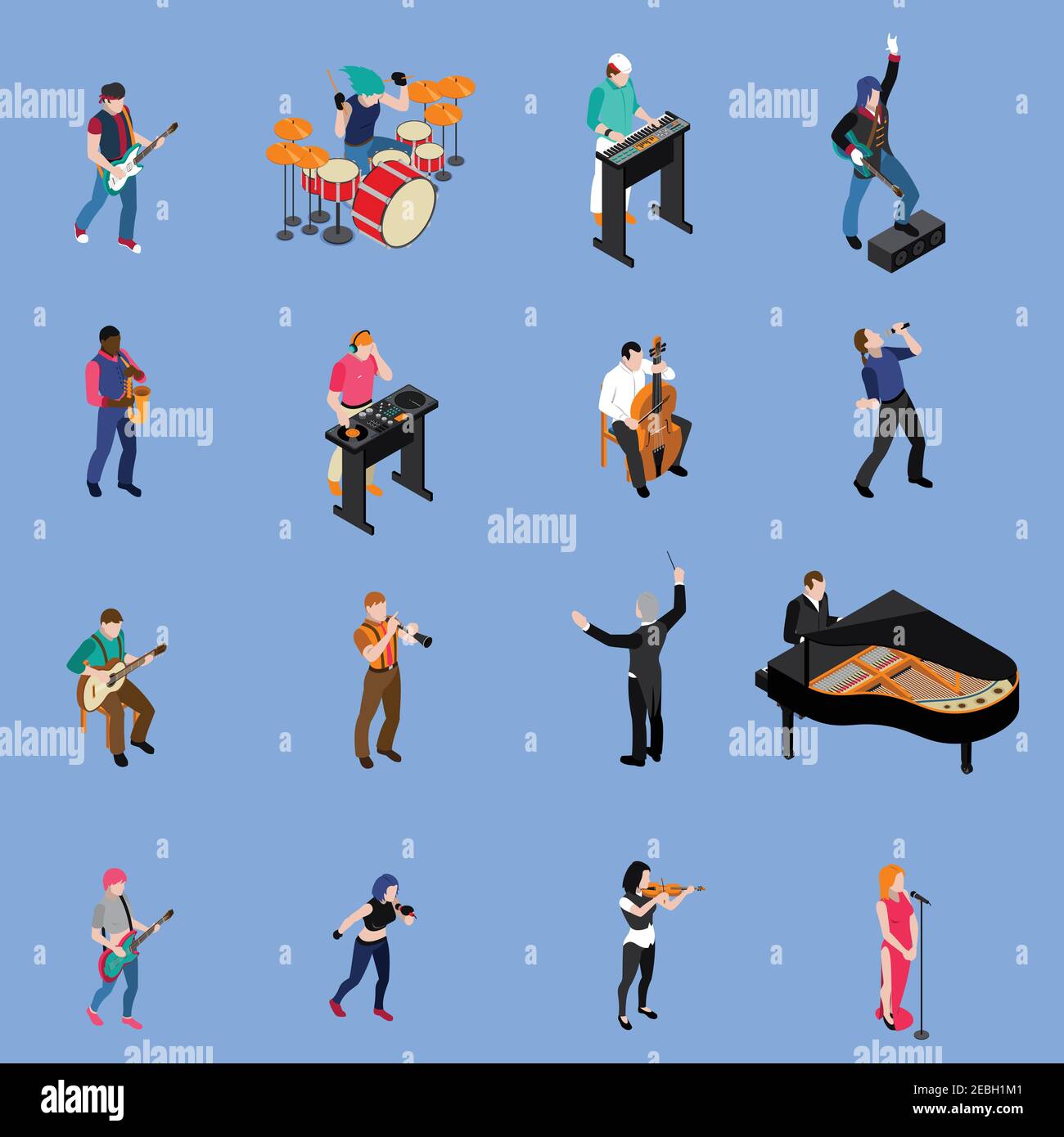 Musicians people singing and playing various musical instruments ...