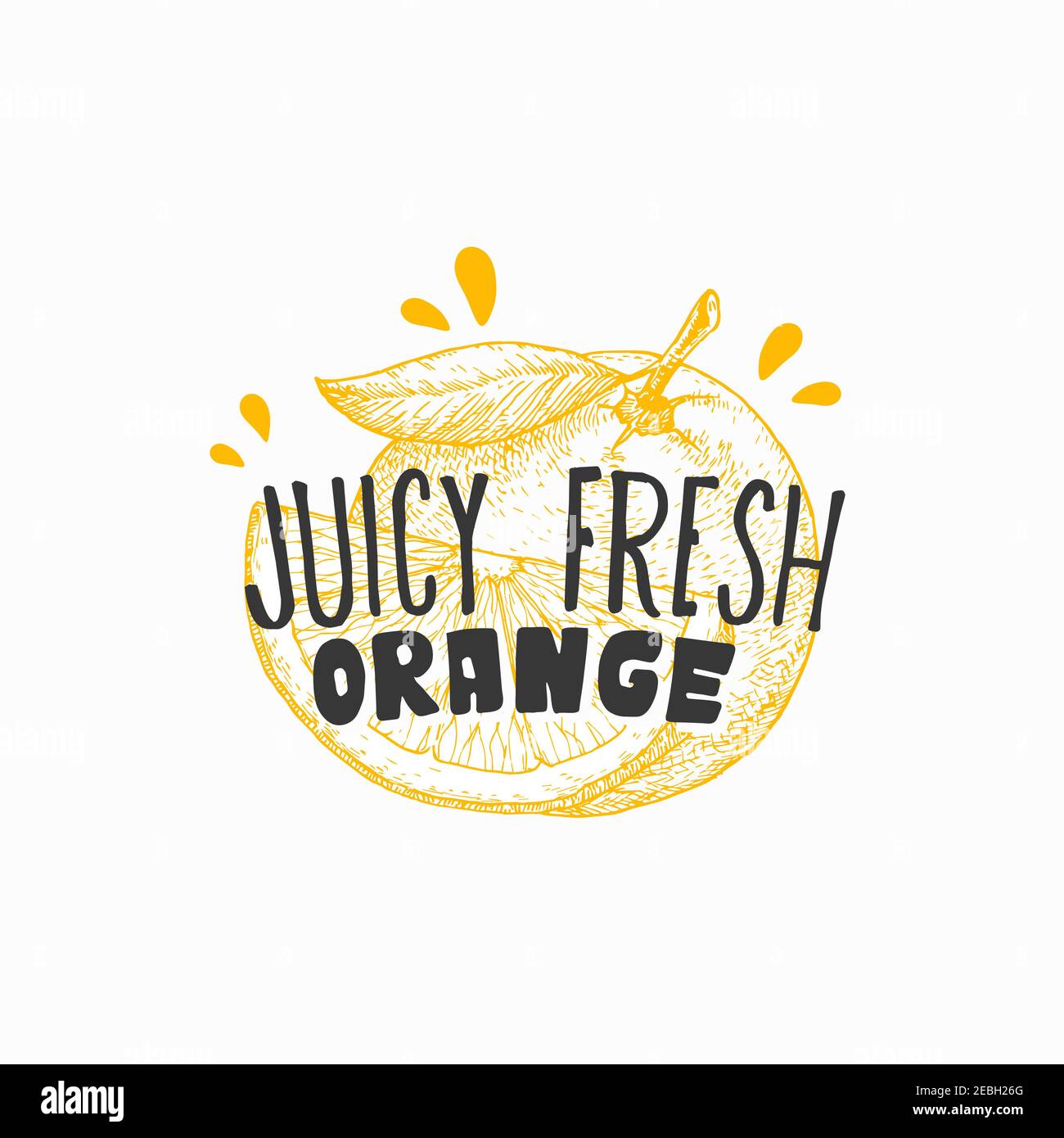 Juicy Fresh Oranges Badge, Label or Logo Template. Hand Drawn Fruit ...