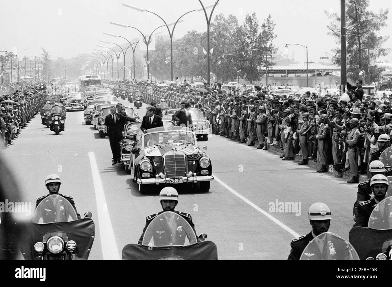 Trip to Mexico: Motorcade with President Kennedy, First Lady Jacqueline ...