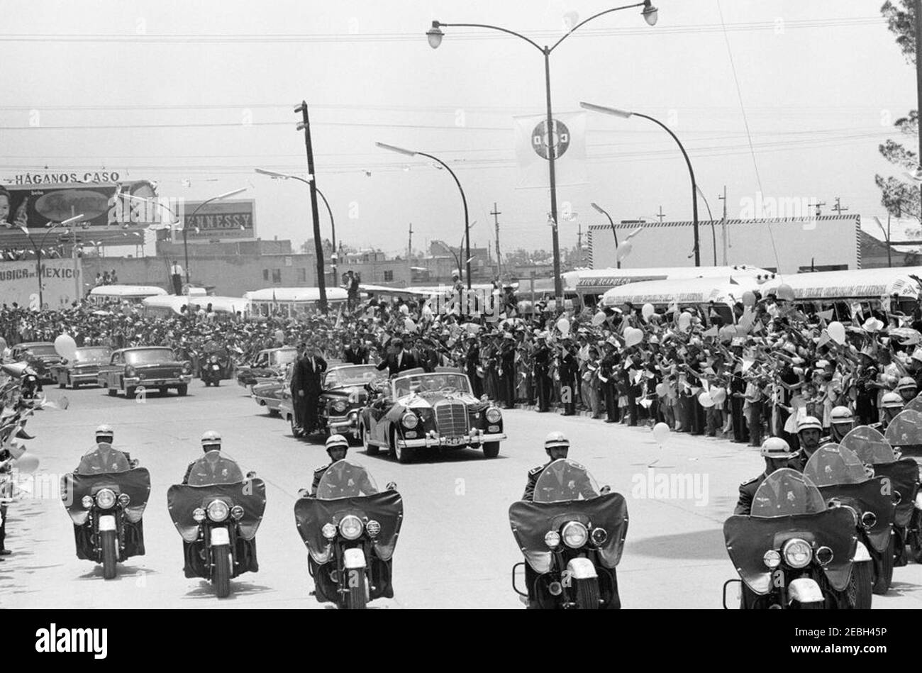 Trip to Mexico: Motorcade with President Kennedy, First Lady Jacqueline ...