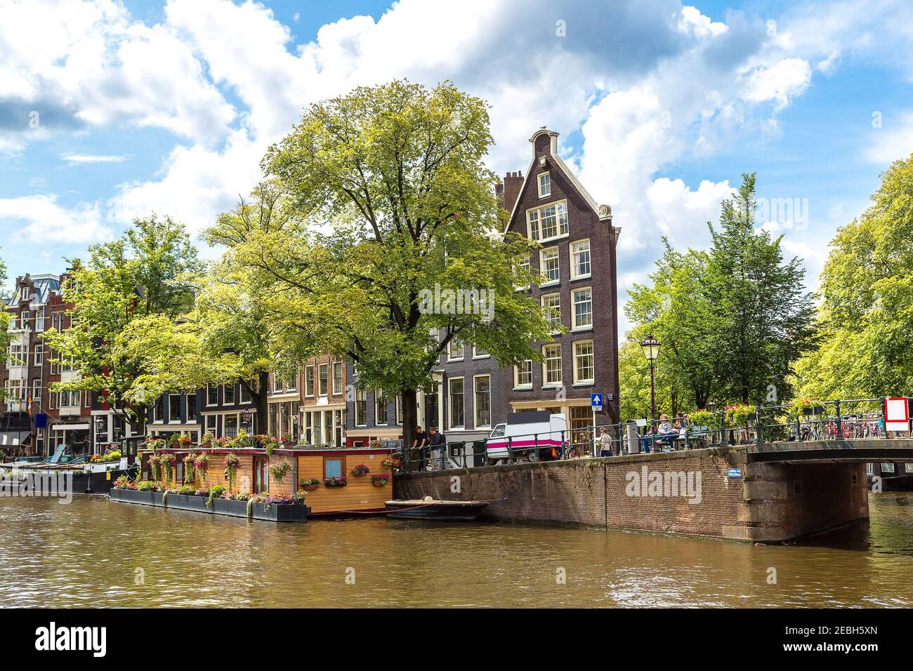 Canals of Amsterdam. Amsterdam is the capital and most populous city of the Netherlands Stock ...