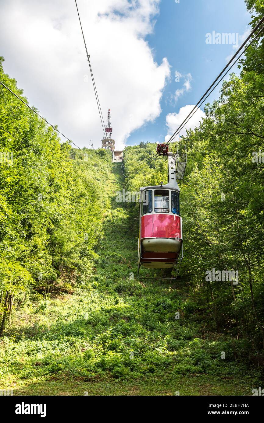 Cable car in Brasov city in a summer day in Transylvania, Romania Stock ...