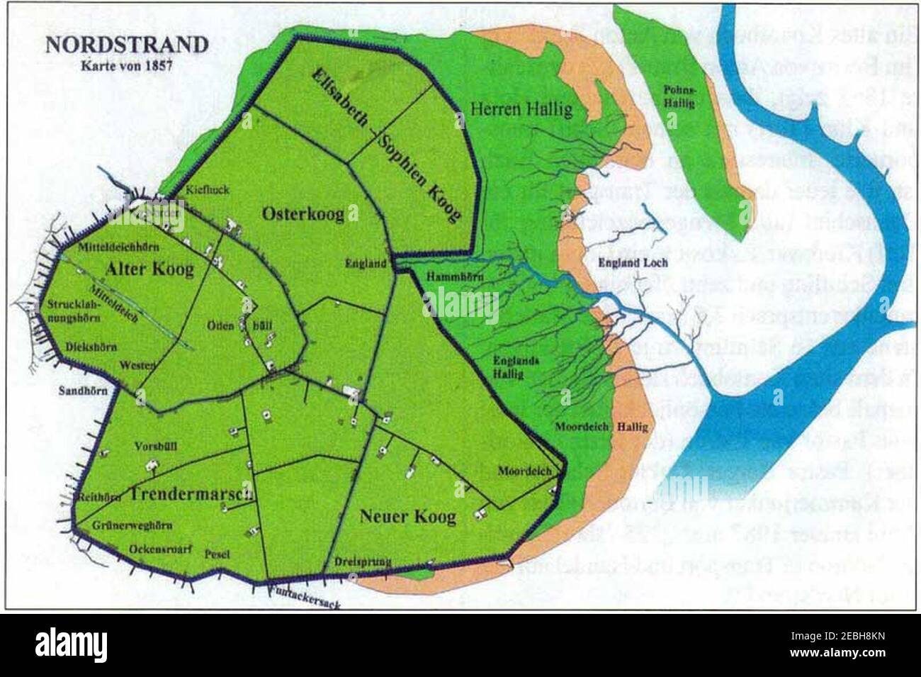 Nordstrand Karte von 1857 Stock Photo - Alamy