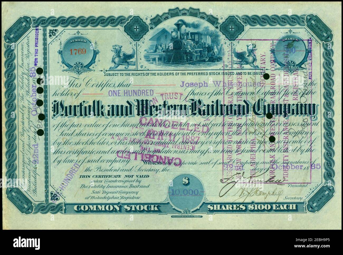 Norfolk and Western RR 1885 Stock Photo - Alamy