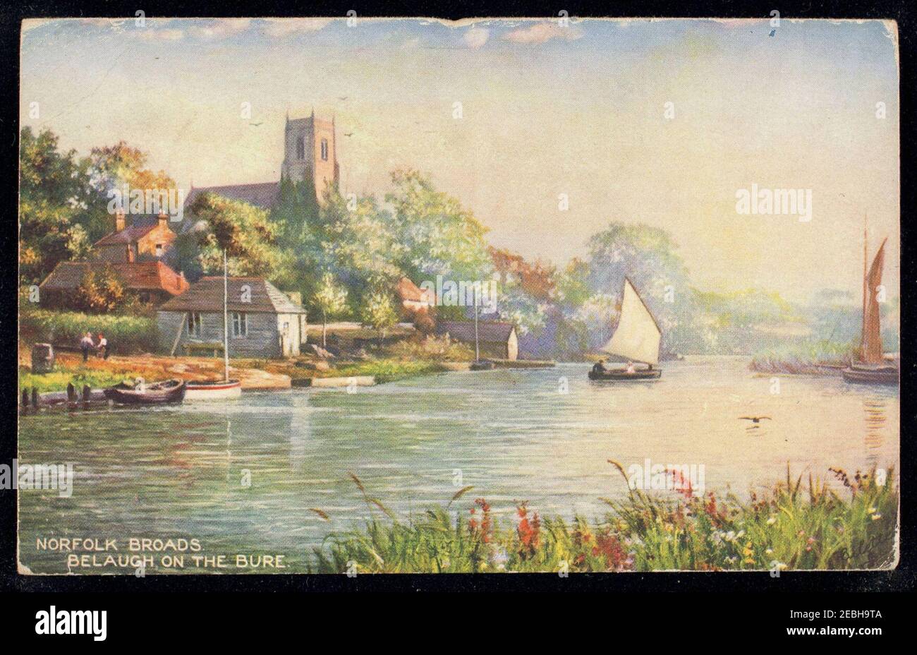 Norfolk Broads. Belaugh on the Bure Stock Photo - Alamy