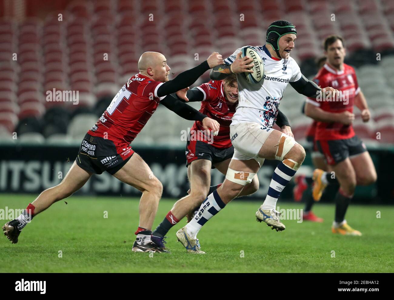 Bristol Bears' Jake Heenan on his way to scoring his side's second try ...