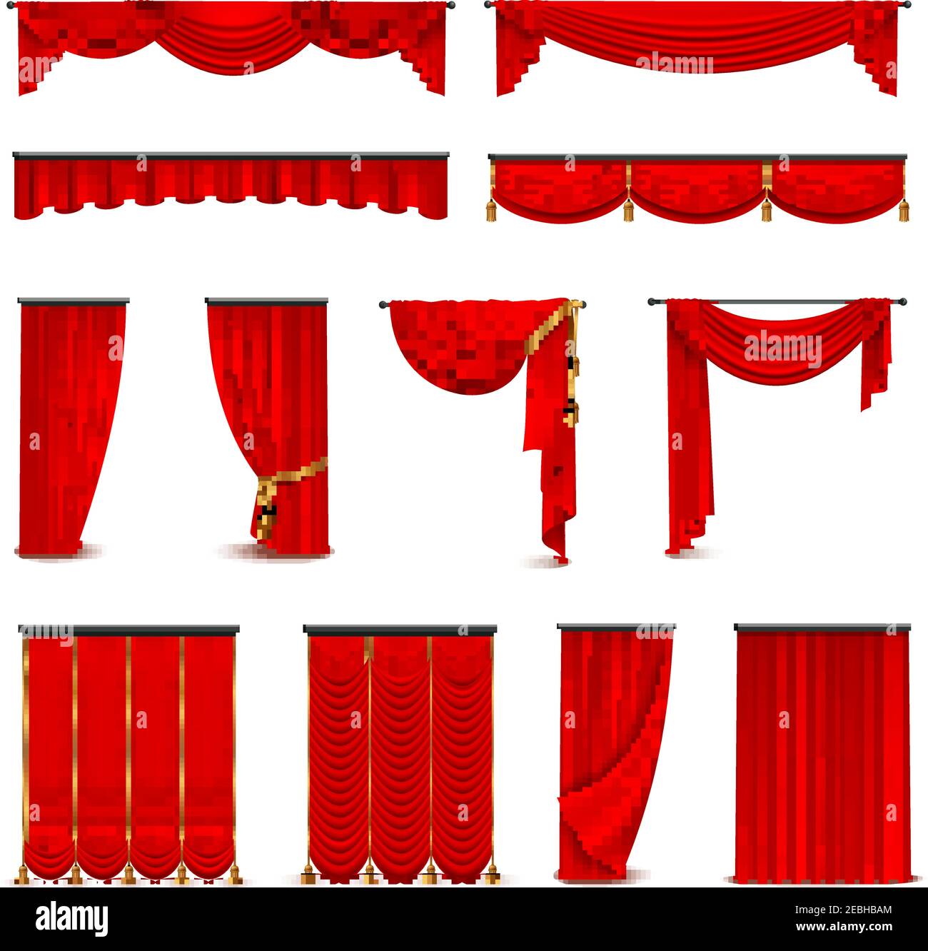 Luxury scarlet red silk velvet curtains and draperies interior ...