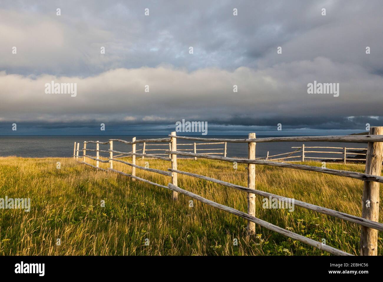 Landscape, Clouds, ocean and fence in the early morning, St. Bride's ...