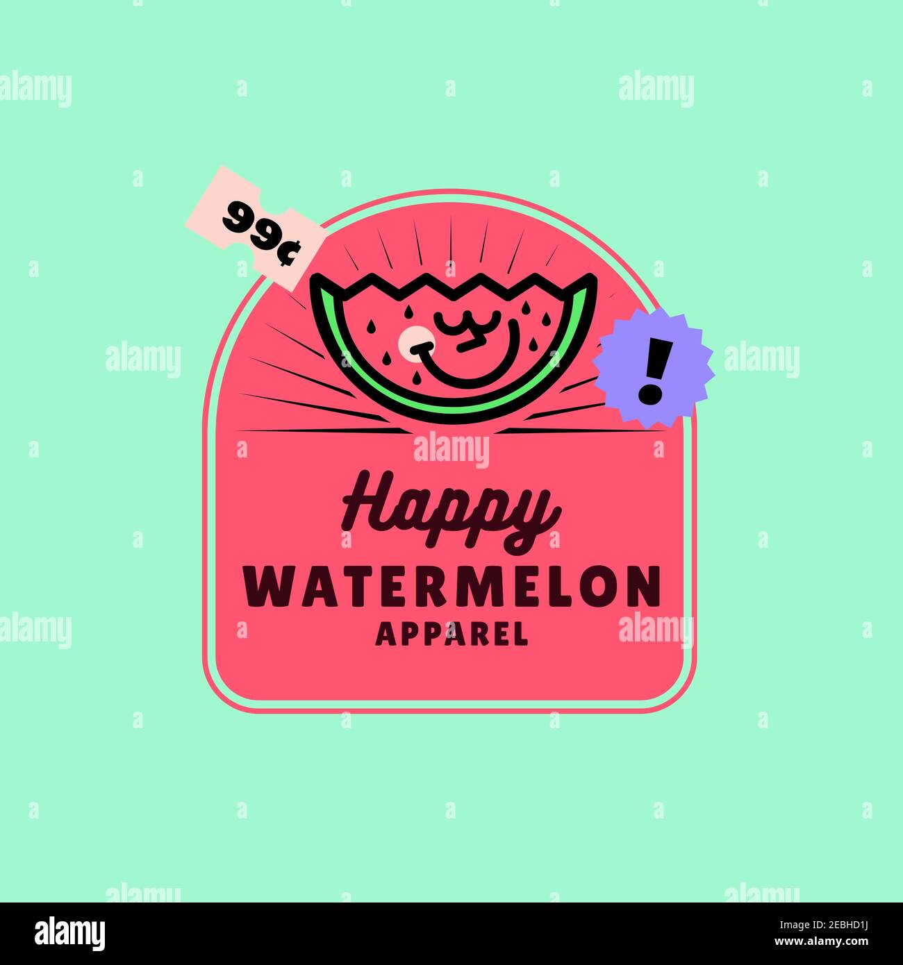 logo template for a kids apparel brand featuring a happy watermelon ...