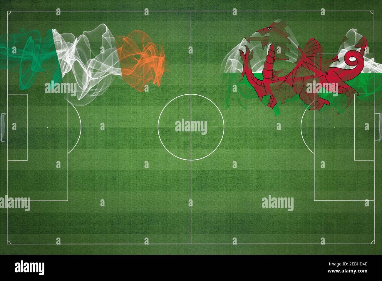 Ireland vs Wales Soccer Match, national colors, national flags, soccer ...