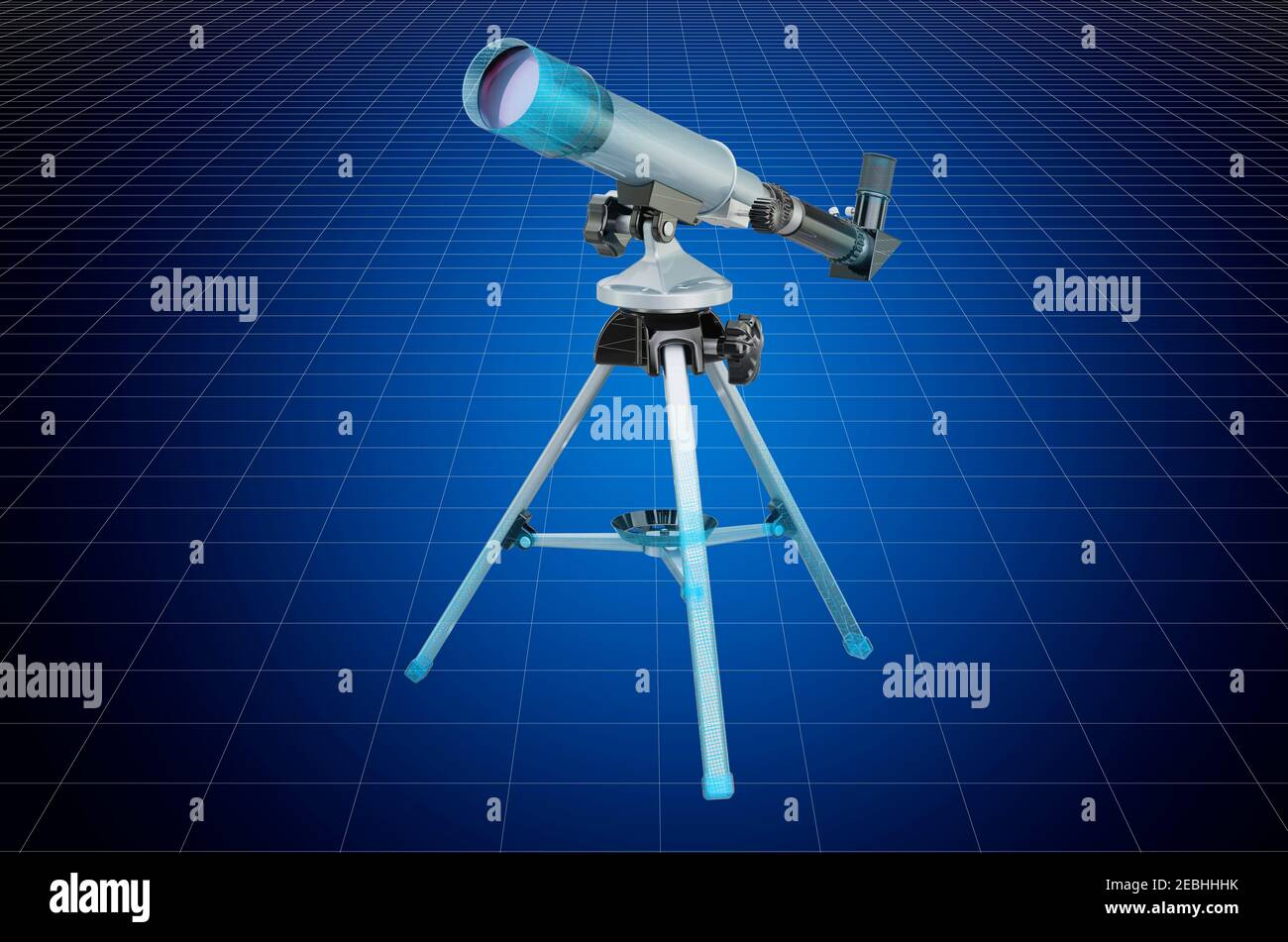 Visualization 3d cad model of telescope, blueprint. 3D rendering Stock ...