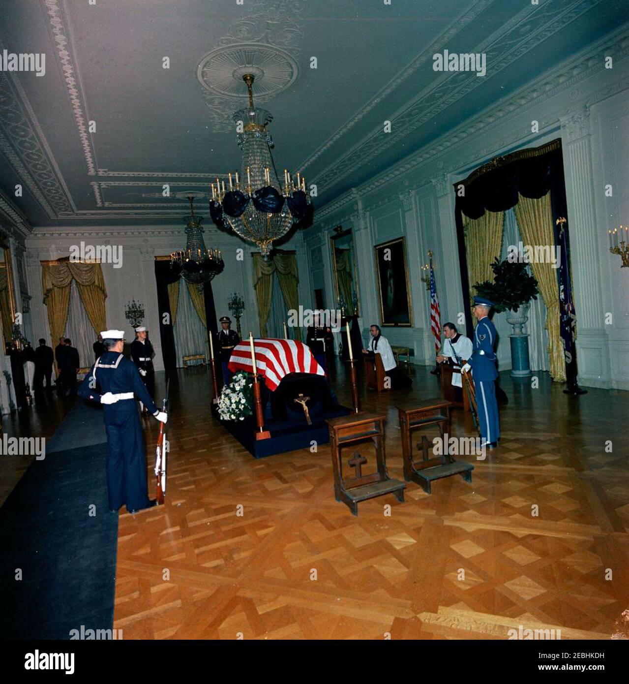 State Funeral of President Kennedy: Lying in repose in the East Room of ...