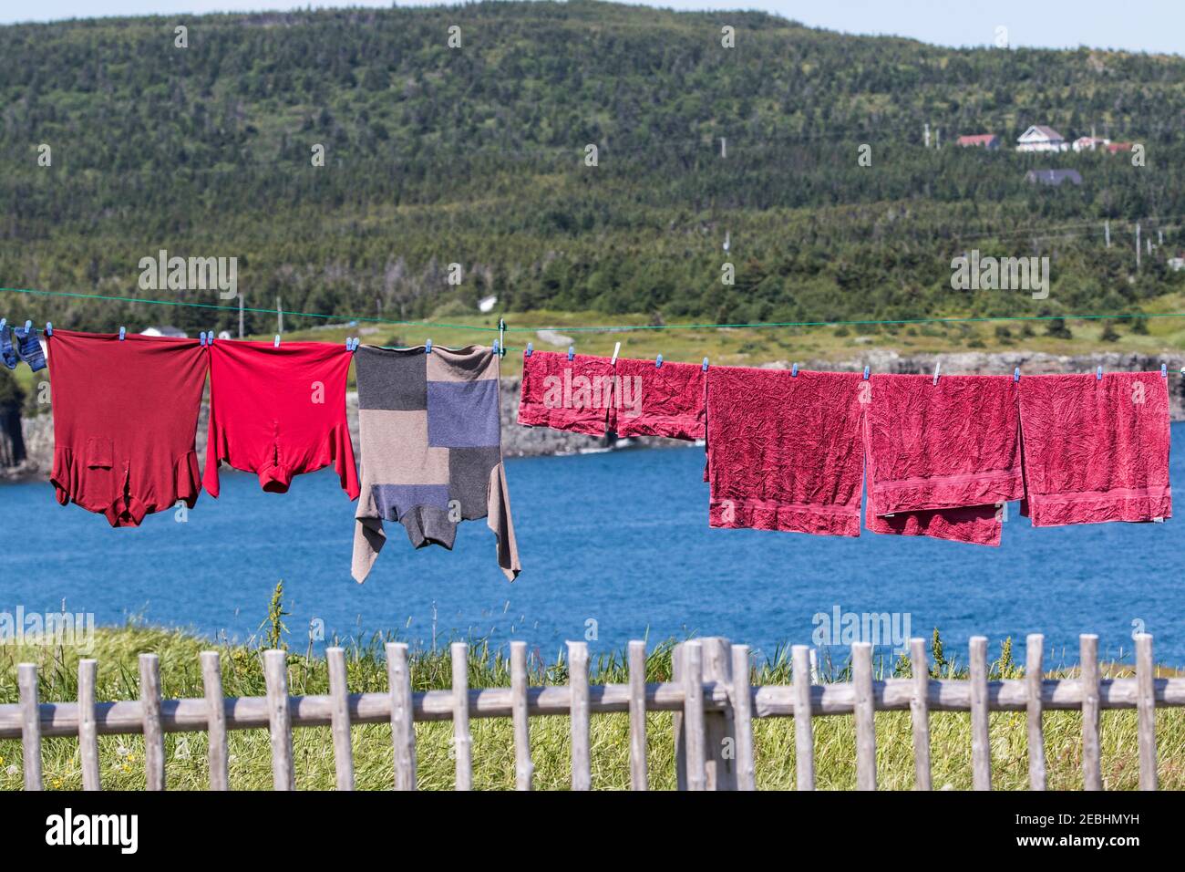 clothes on clothesline, Maberly, Newfoundland, Canada Stock Photo - Alamy
