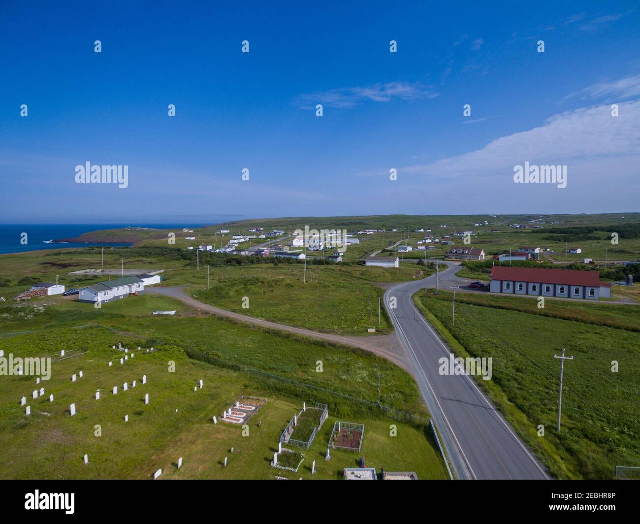 Old cemetery, graves, and main street, highway 100, St. Bride's ...