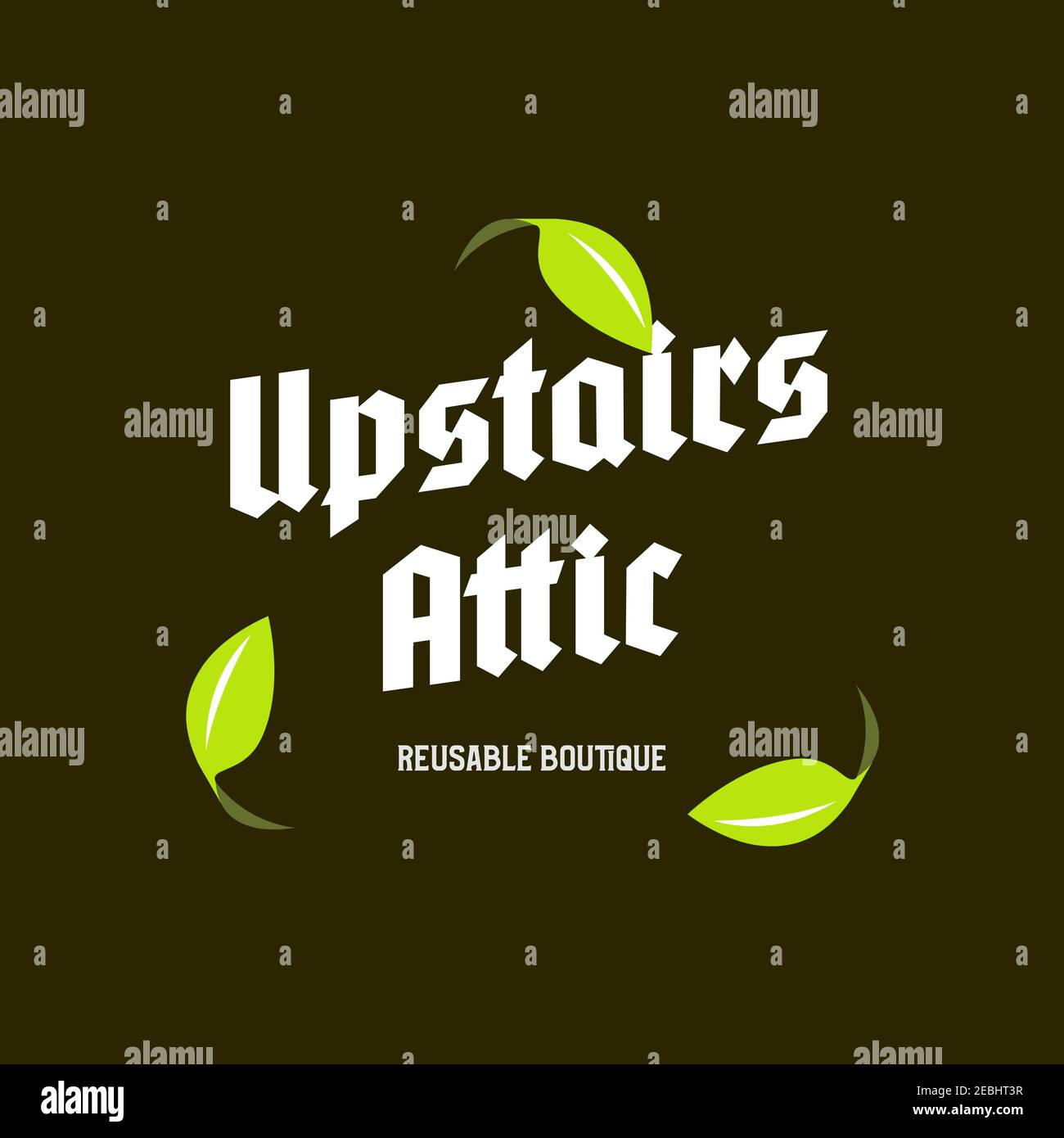reusable apparel boutique logo with a leaves clipart Stock Photo - Alamy