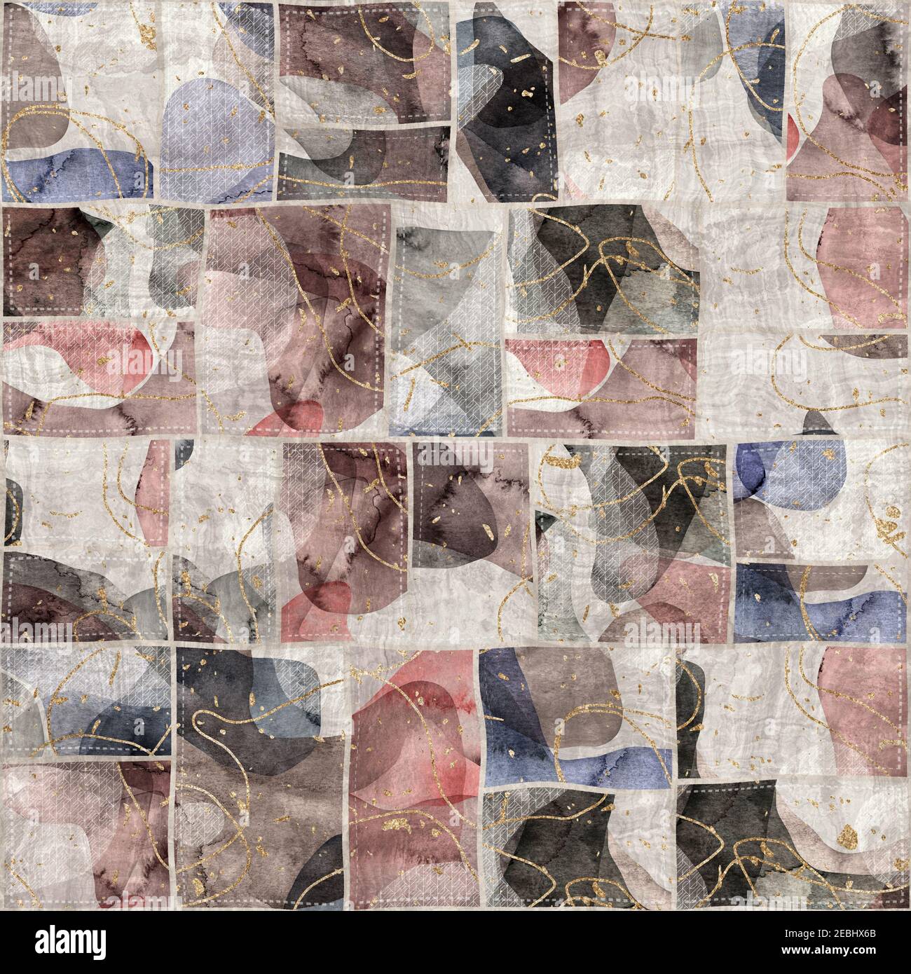 Seamless patchwork collage mix quilt pattern print Stock Photo - Alamy