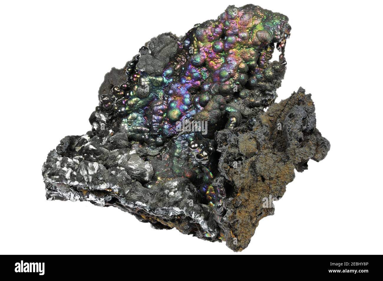 iridescent goethite from La Union, Spain isolated on white background ...