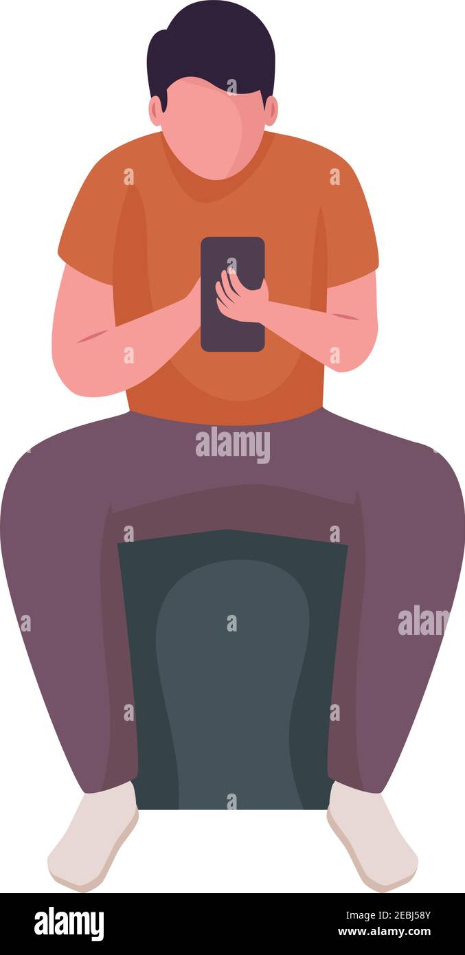 man seated in chair using smartphone character Stock Vector Image & Art ...