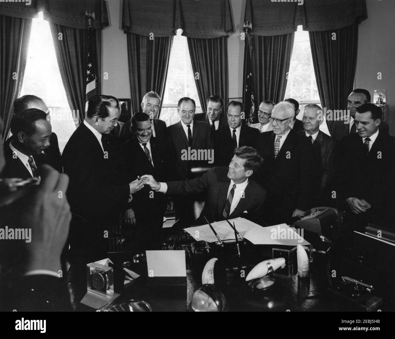 John f kennedy hubert h humphrey Black and White Stock Photos & Images ...