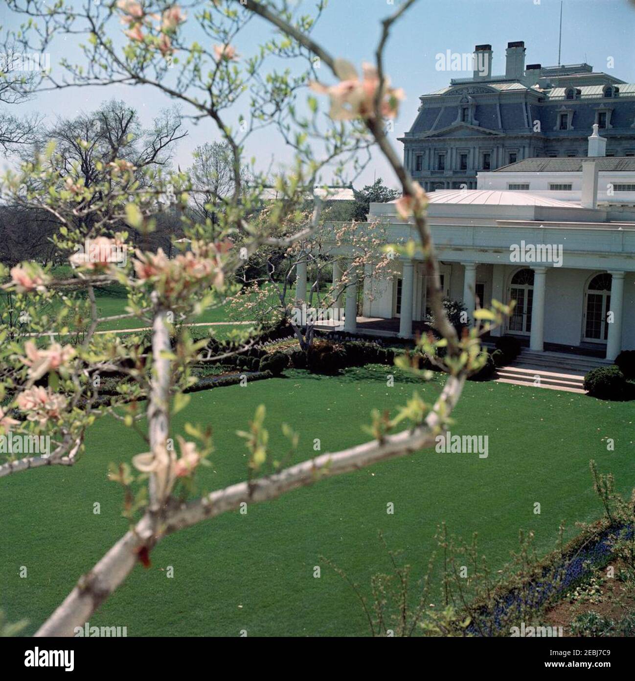 White House exteriors u0026 Rose Garden. View of the Rose Garden along ...