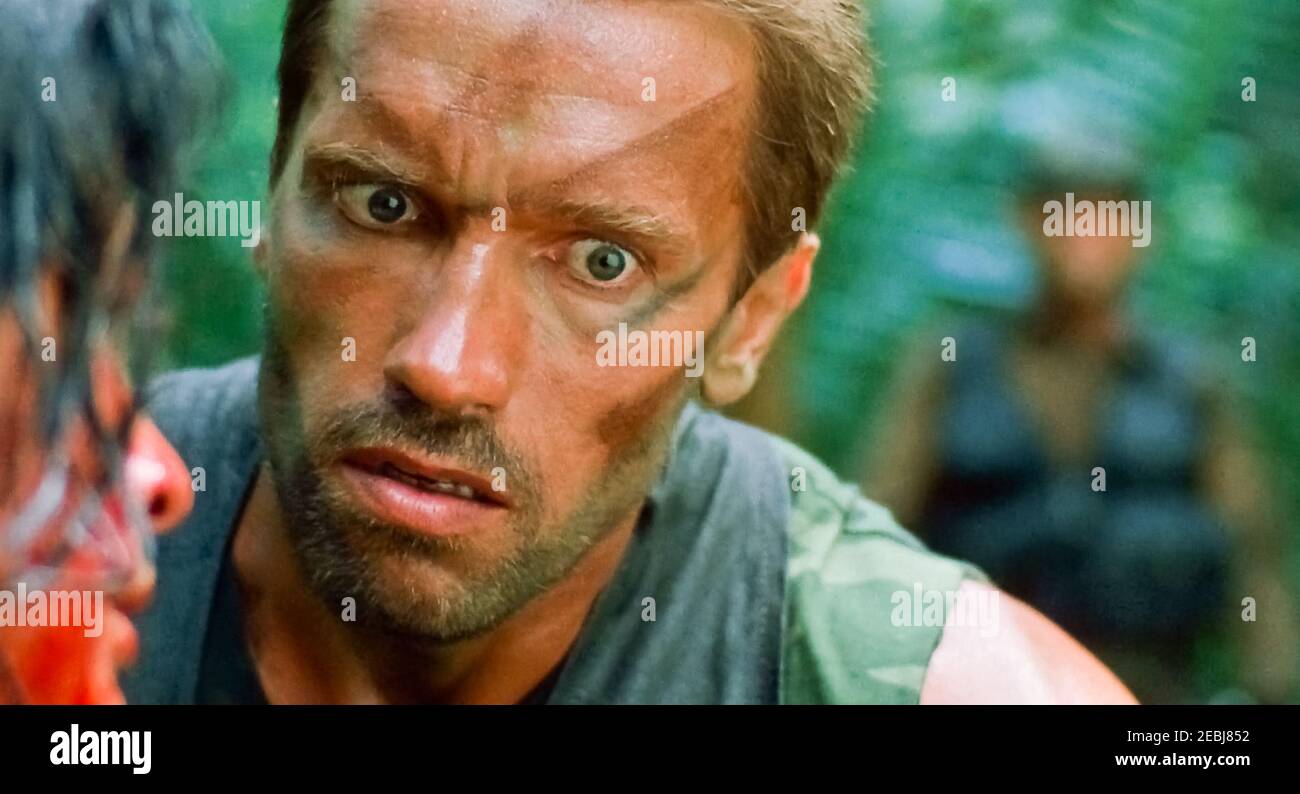 USA. Arnold Schwarzenegger and Elpidia Carrillo in a scene from the (C ...