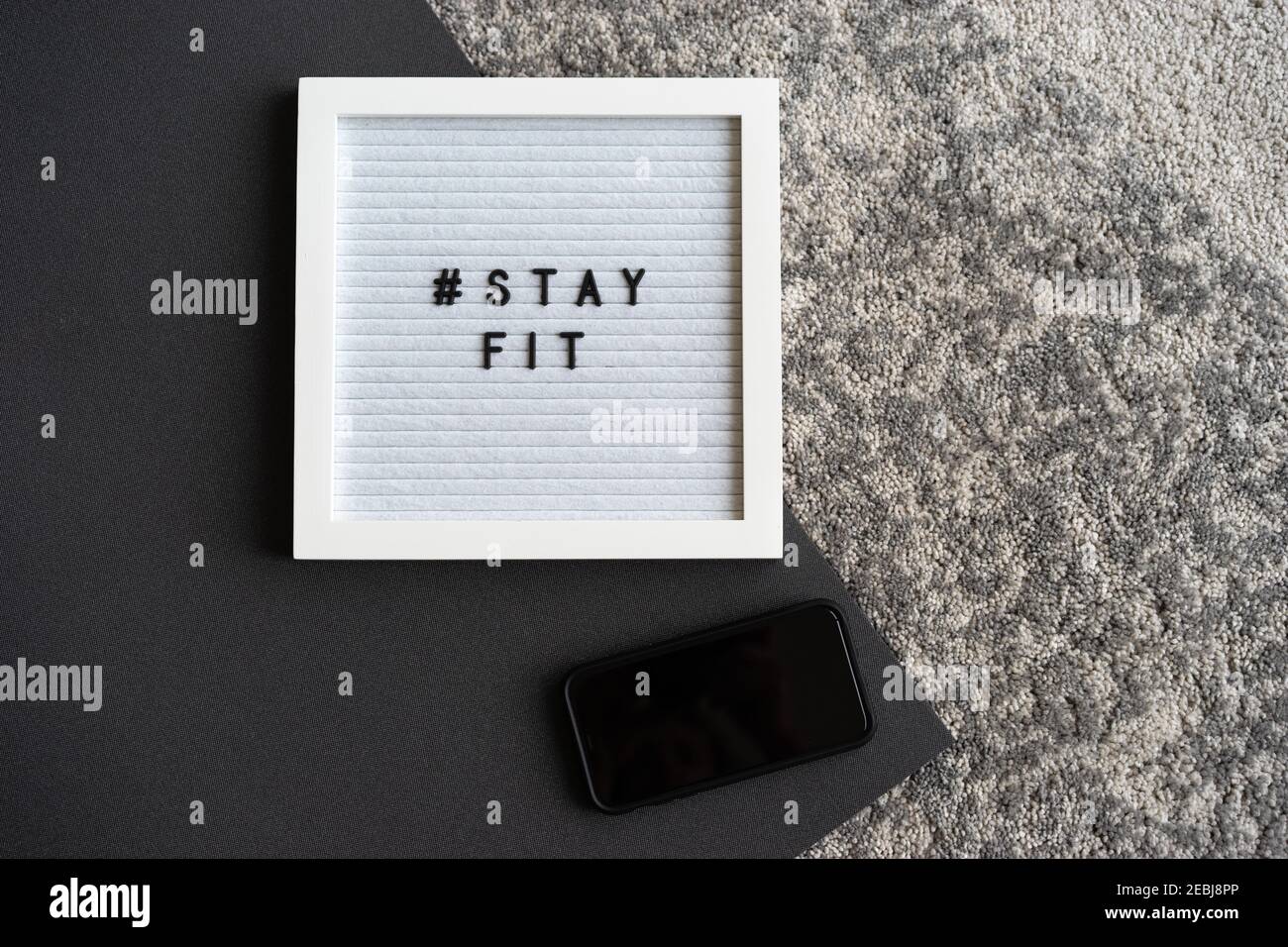 "STAY FIT" viral social media message. Physical exercise at home during ...