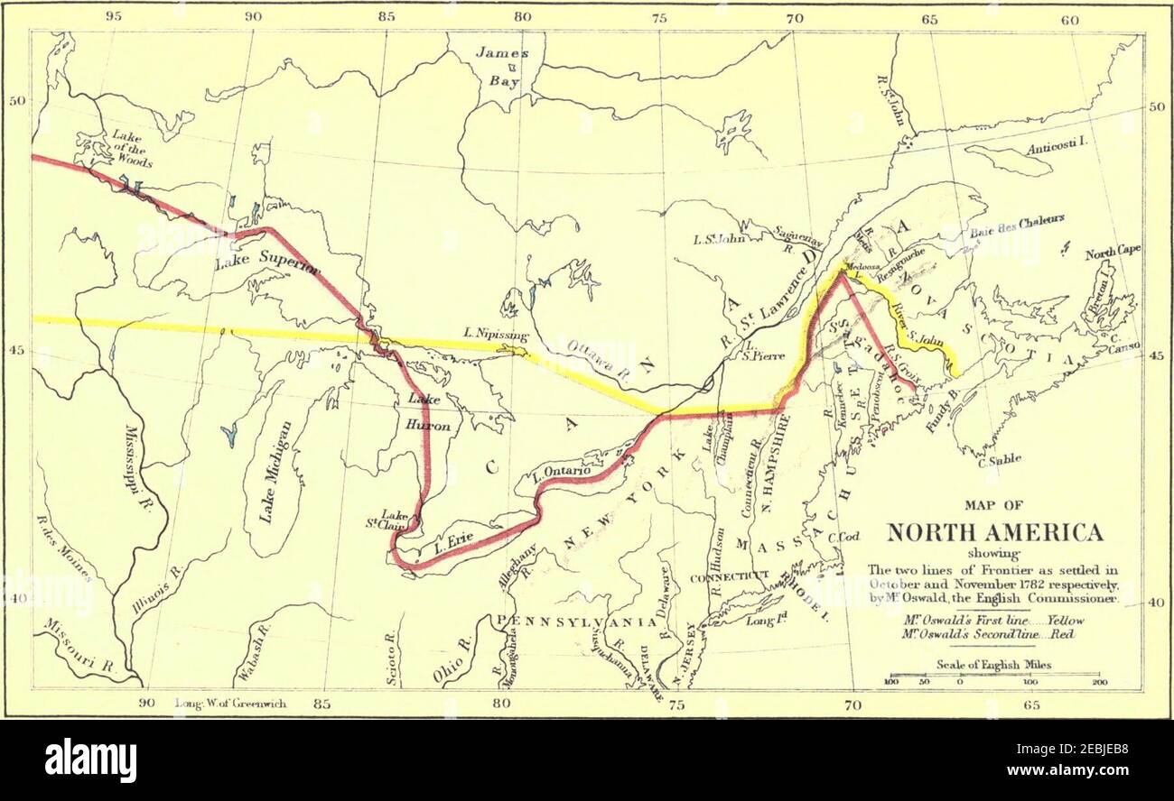 North American lines of frontier, 1782 Stock Photo - Alamy