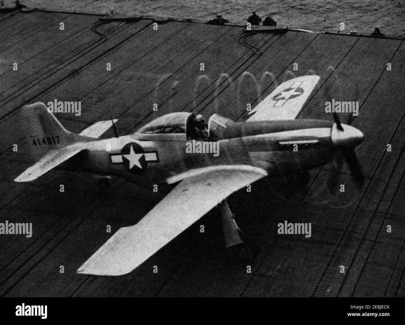 North American P-51D Mustang takes off from USS Shangri-La (CV-38 ...