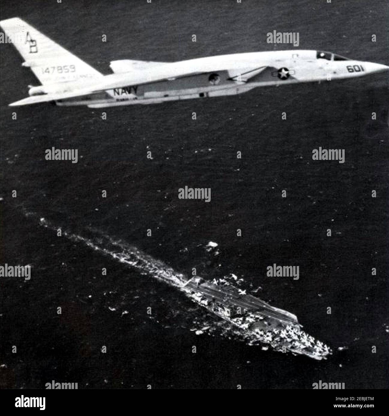 North American RA-5C Vigilante of RVAH-14 in flight over USS John F ...