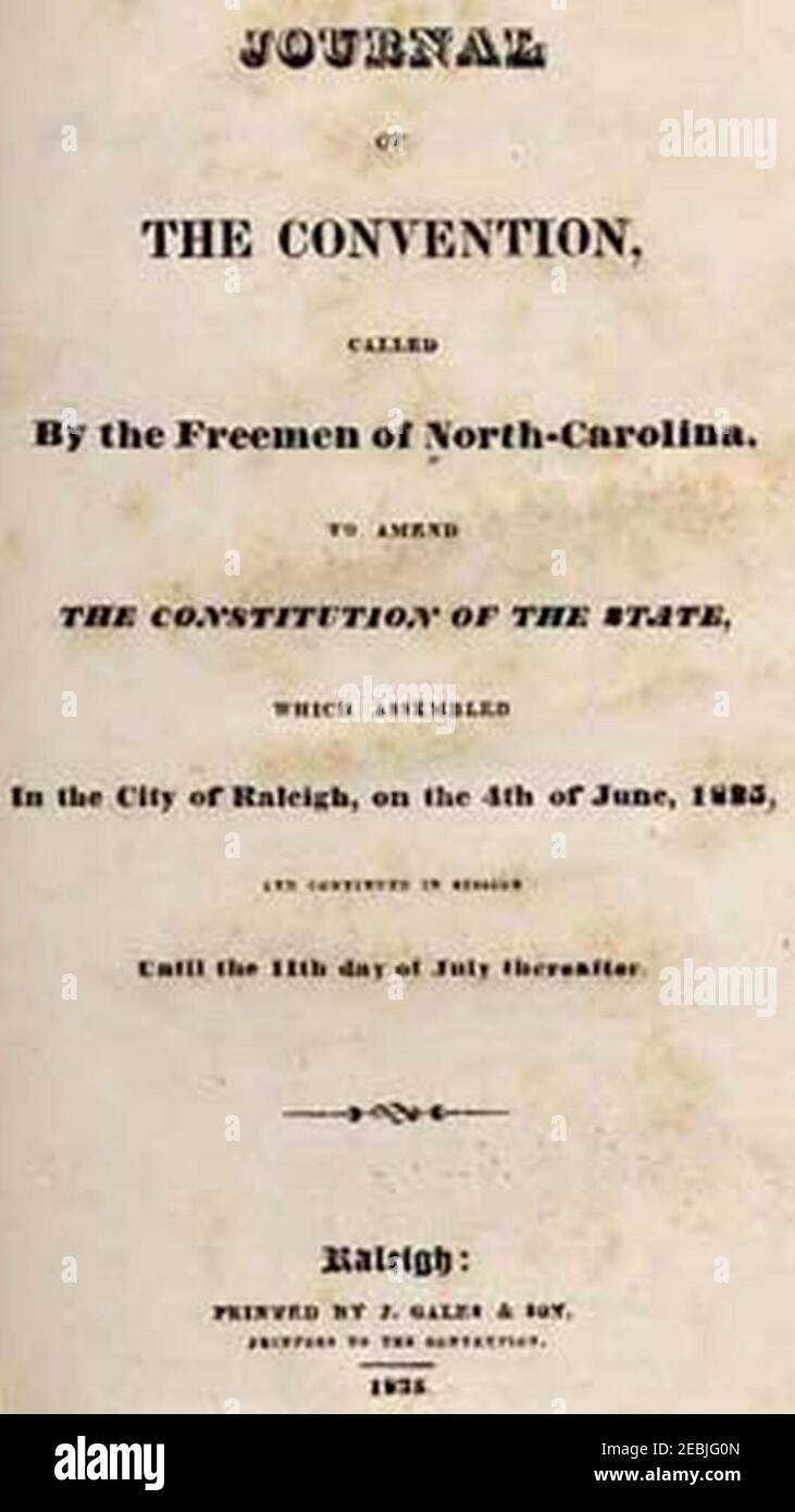 North Carolina State Constitutional Convention of 1835 Stock Photo - Alamy