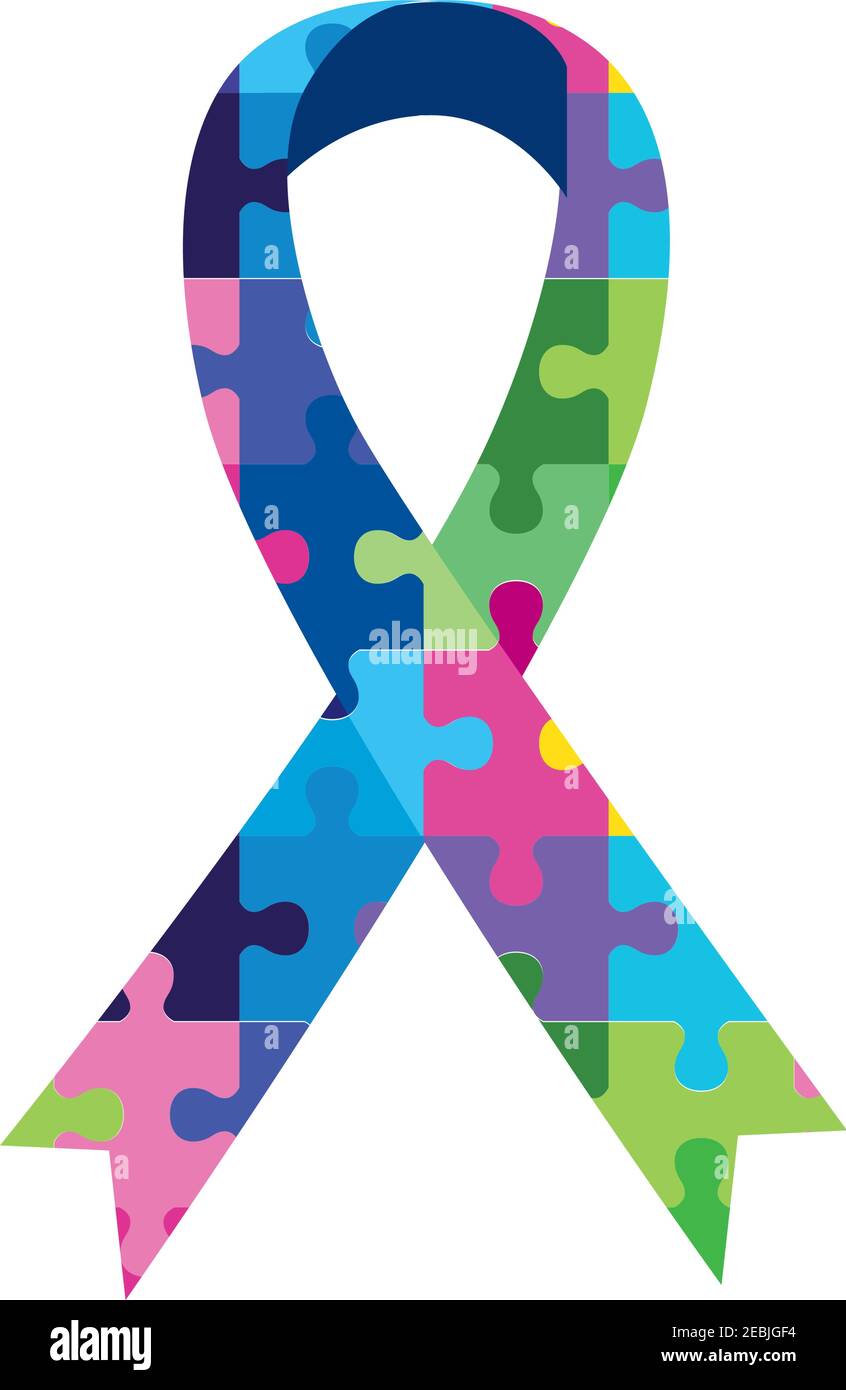world autism day ribbon campaign with puzzle pieces Stock Vector Image ...