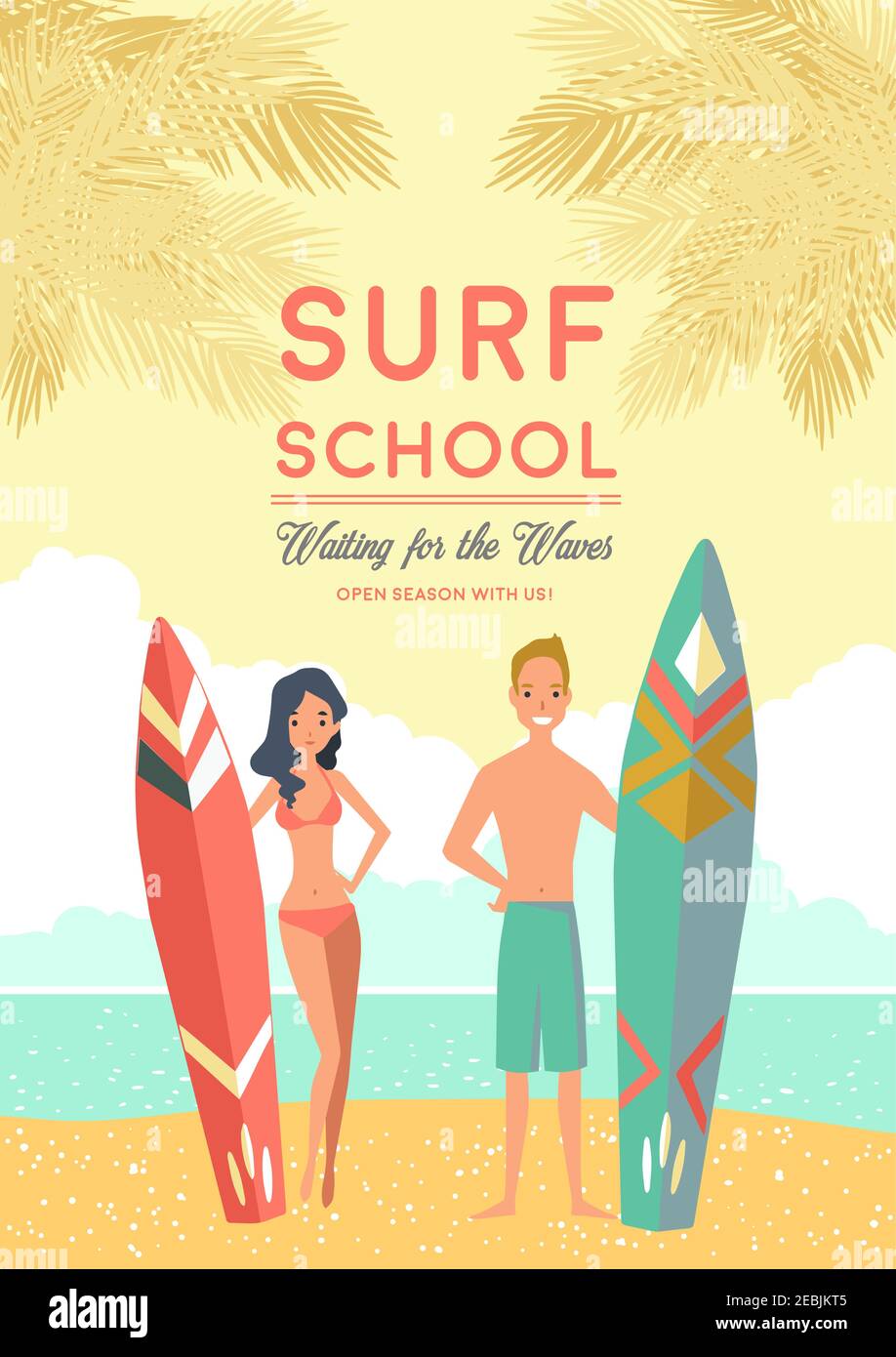 Surfer waiting wave Stock Vector Images - Alamy