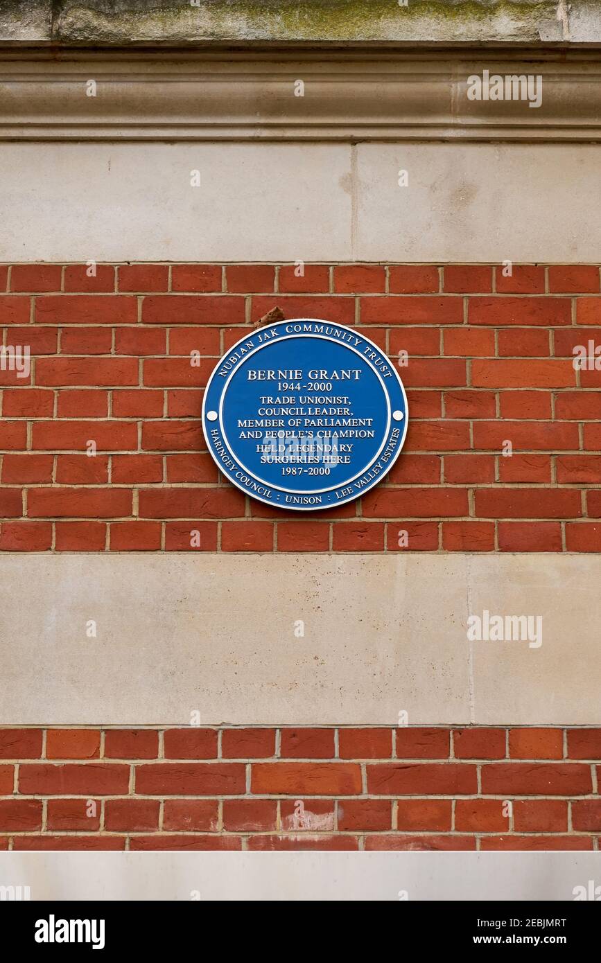 Blue Plaque for MP Bernie Grant, totthenham town hall Stock Photo - Alamy