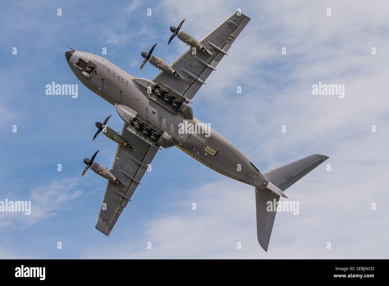 Underside view of the Airbus A400M Atlas military transport aircraft ...
