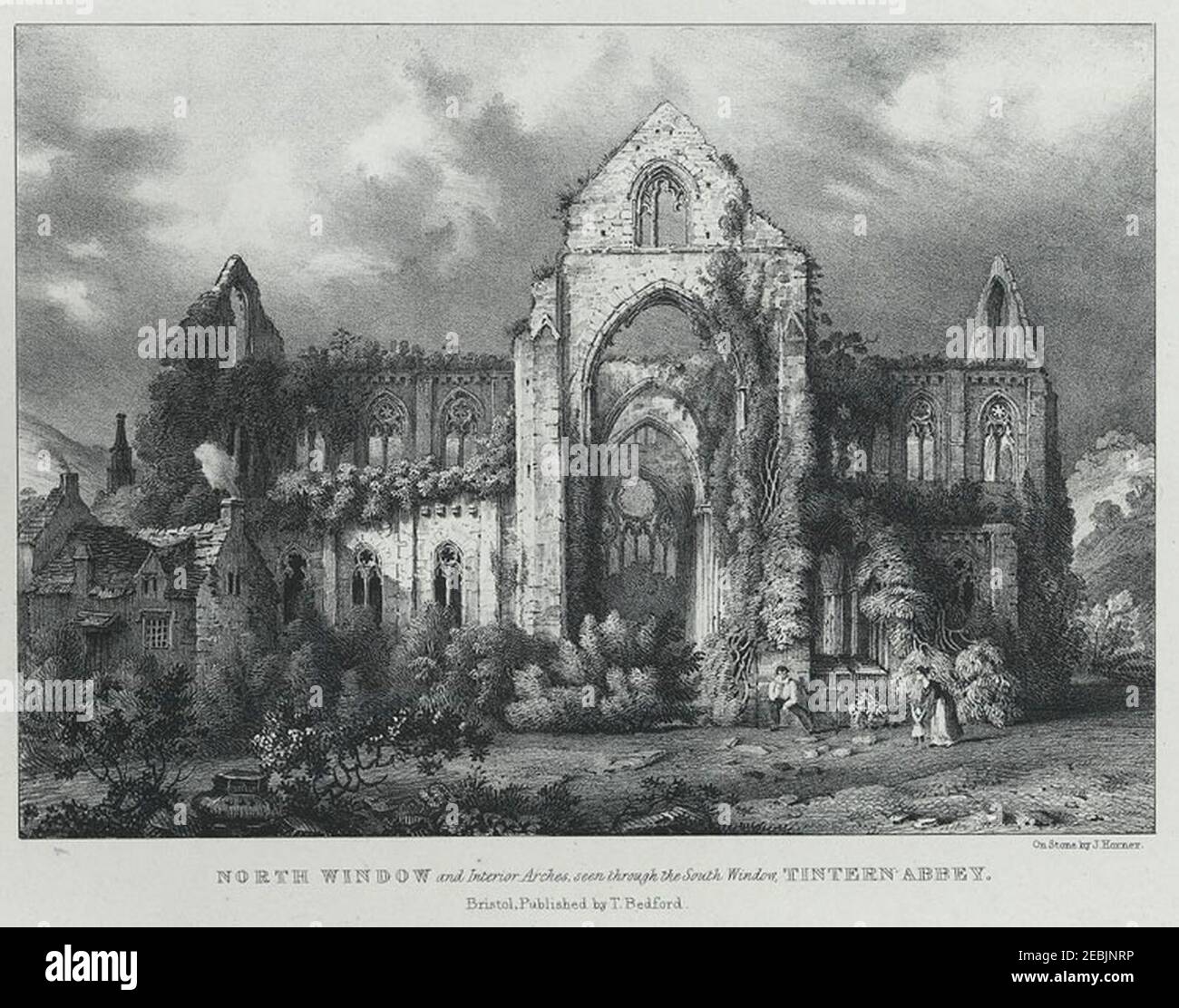 North window and interior arches, south window, Tintern Abbey Stock ...